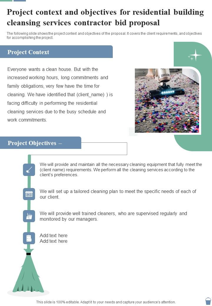 Project Context Residential Building Cleansing Services Contractor Bid Proposal One Pager Sample ...