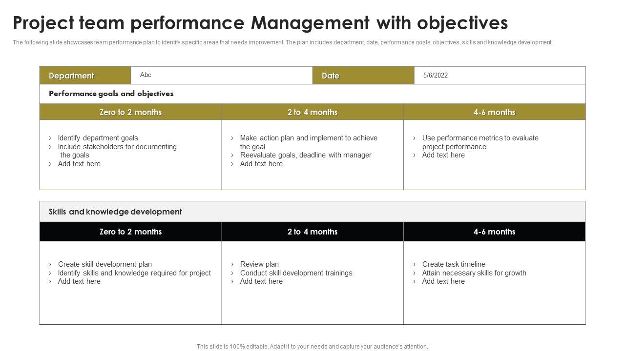 Project Team Performance Management With Objectives Template Pdf