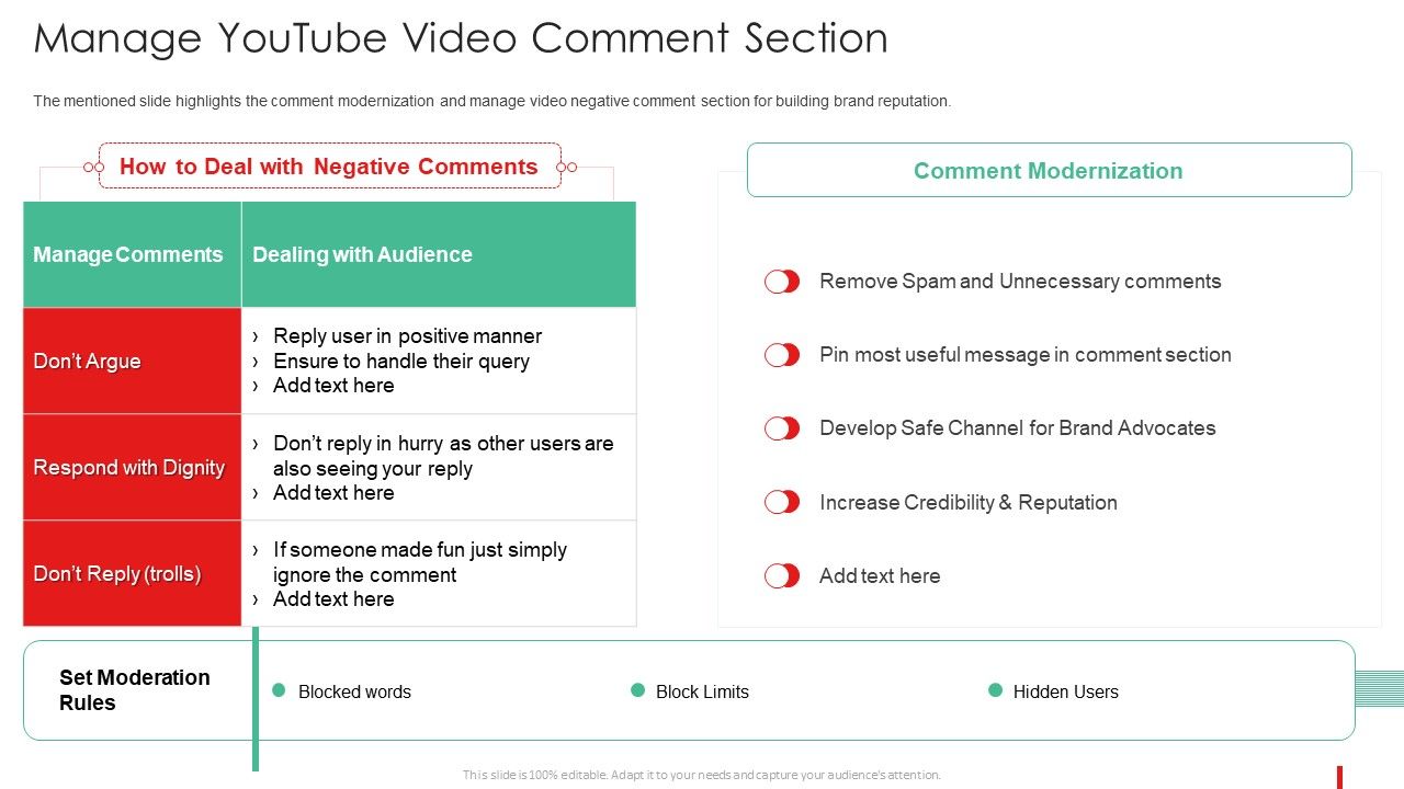 Promotion Guide To Advertise Brand On Youtube Manage Youtube Video Comment Section Introduction PDF