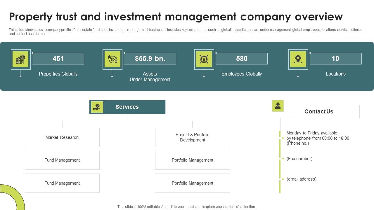 Property Trust And Investment Management Company Overview Mockup PDF