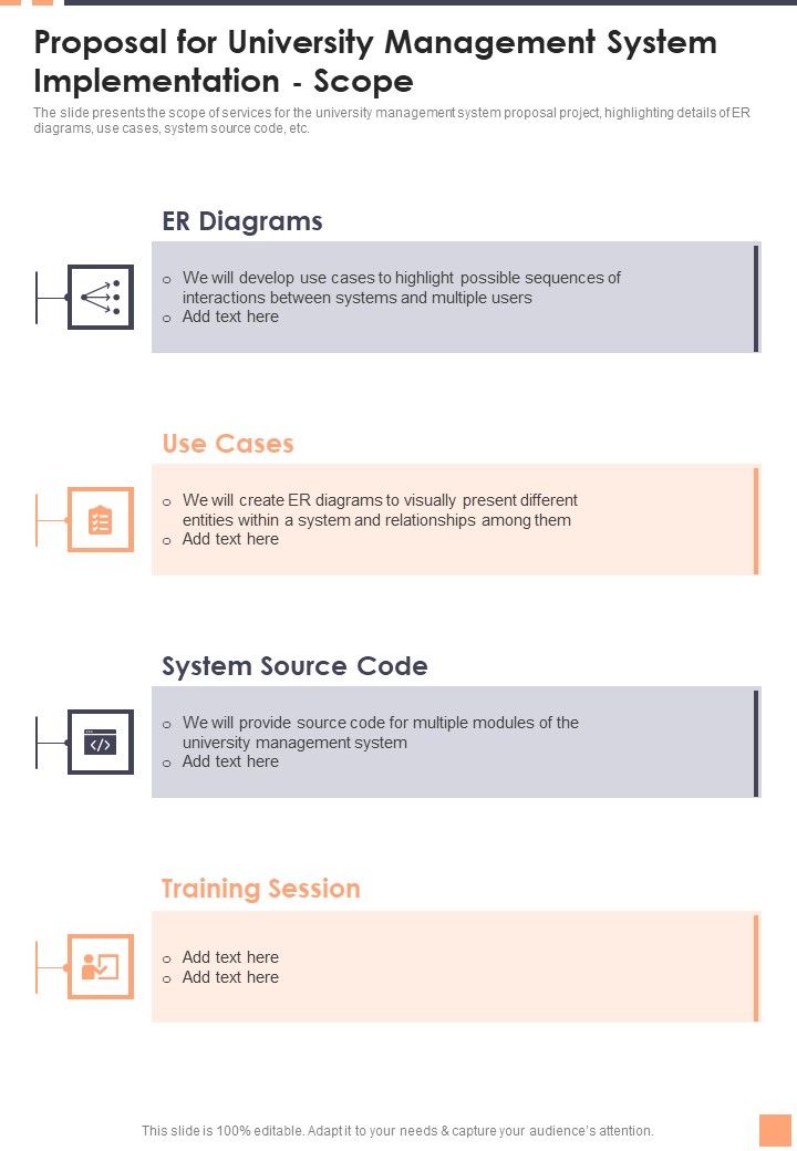 Proposal For University Management System Implementation Scope Wd One Pager Sample Example Document