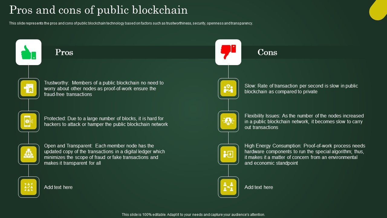 Pros And Cons Of Public Blockchain Involving Cryptographic Ledger To