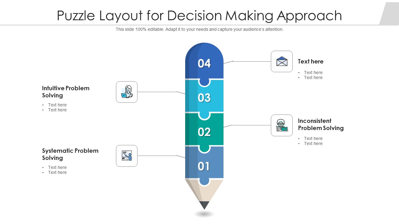 Puzzle Layout For Decision Making Approach Ppt PowerPoint Presentation Info
