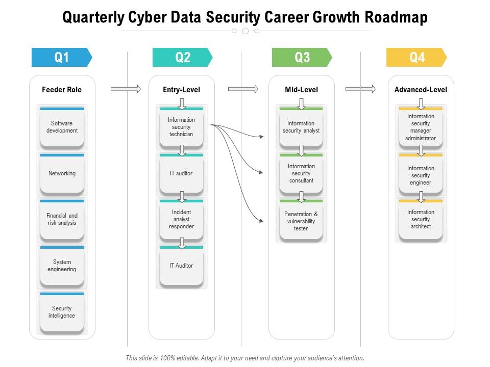 Quarterly Cyber Data Security Career Growth Roadmap Infographics Quarterly Cyber Data Security Career Growth Roadmap Infographics