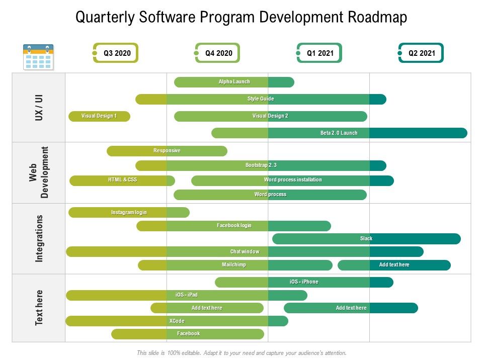 Quarterly Software Program Development Roadmap Portrait Quarterly Software Program Development Roadmap Portrait