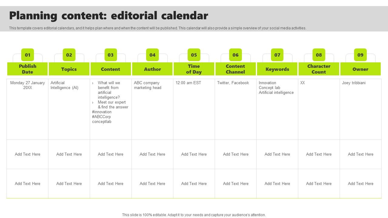 Rebrand Kick Off Plan Planning Content Editorial Calendar Graphics PDF
