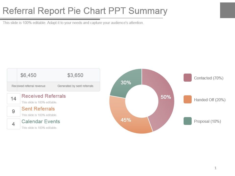 Referral Report Pie Chart Ppt Summary