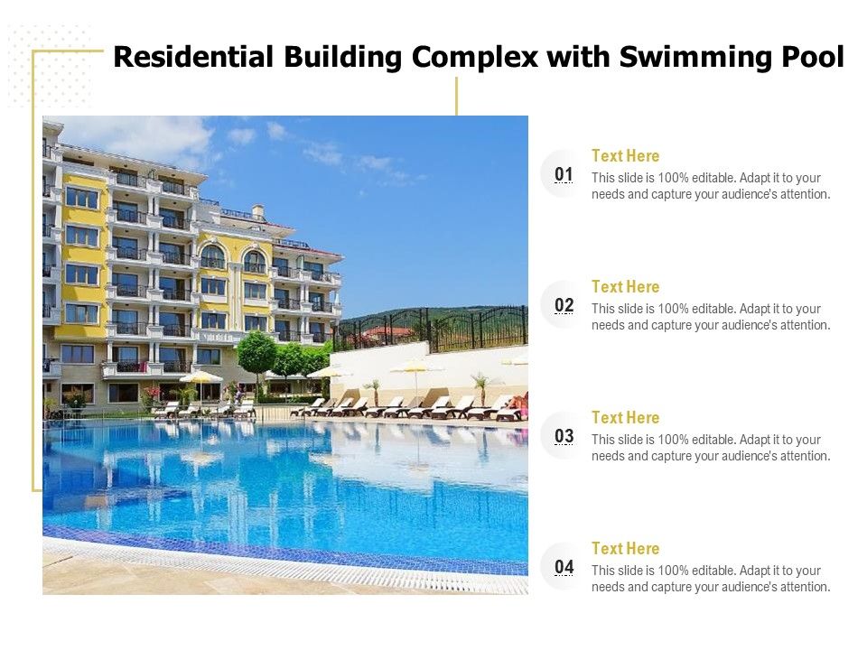 Residential Building Complex With Swimming Pool Ppt PowerPoint Presentation File Styles PDF