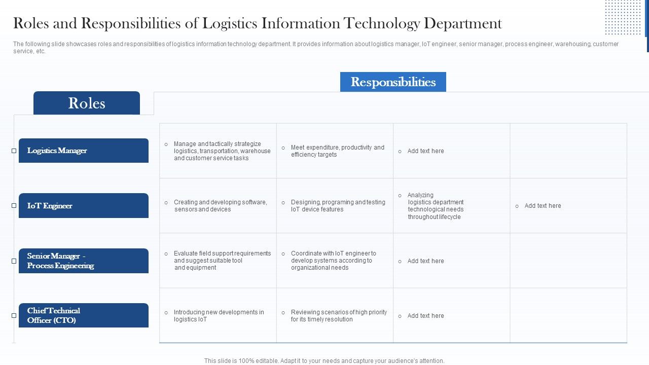 Roles And Responsibilities Of Logistics Information Technology Department Professional PDF