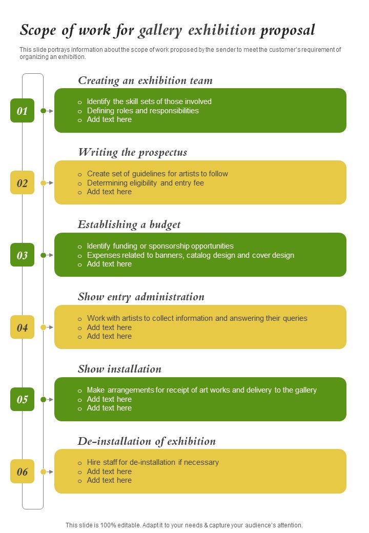 Scope Of Work For Gallery Exhibition Proposal One Pager Sample Example Docu