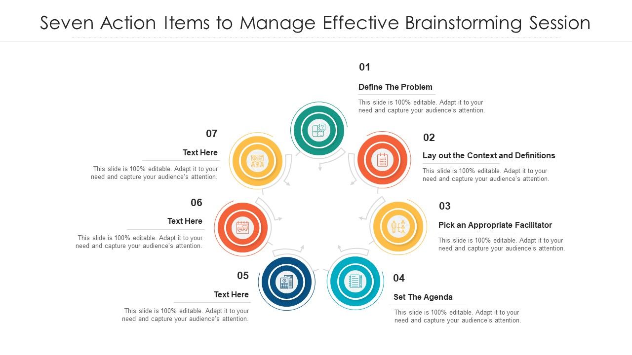 Seven Action Items To Manage Effective Brainstorming Session Ppt PowerPoint Presentation Gallery ...