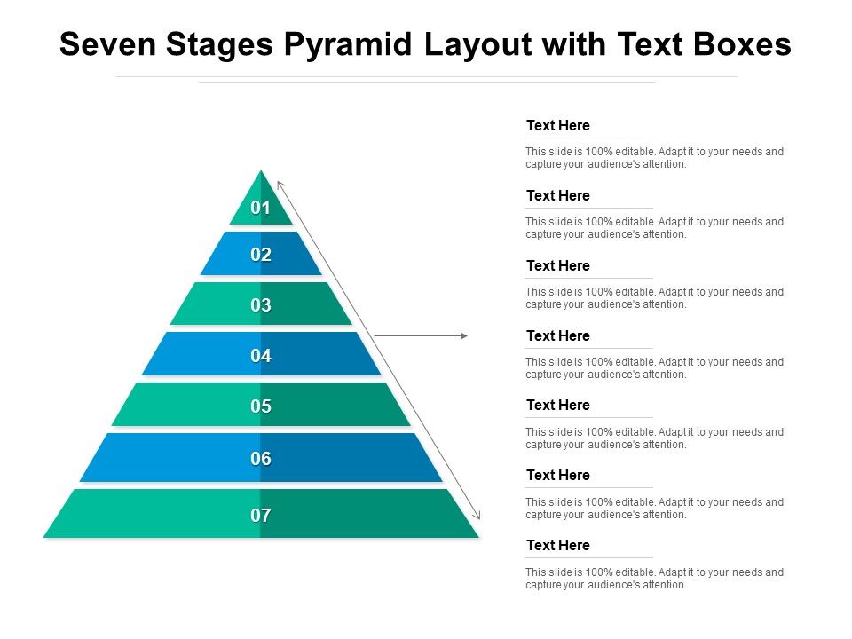 Seven Stages Pyramid Layout With Text Boxes Ppt PowerPoint Presentation Layouts Slideshow PDF