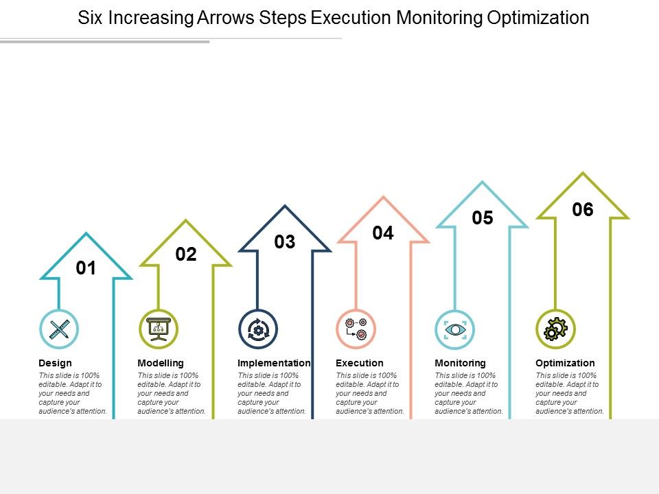 Six Increasing Arrows Steps Execution Monitoring Optimization Ppt ... Six Increasing Arrows Steps Execution Monitoring Optimization Ppt ...