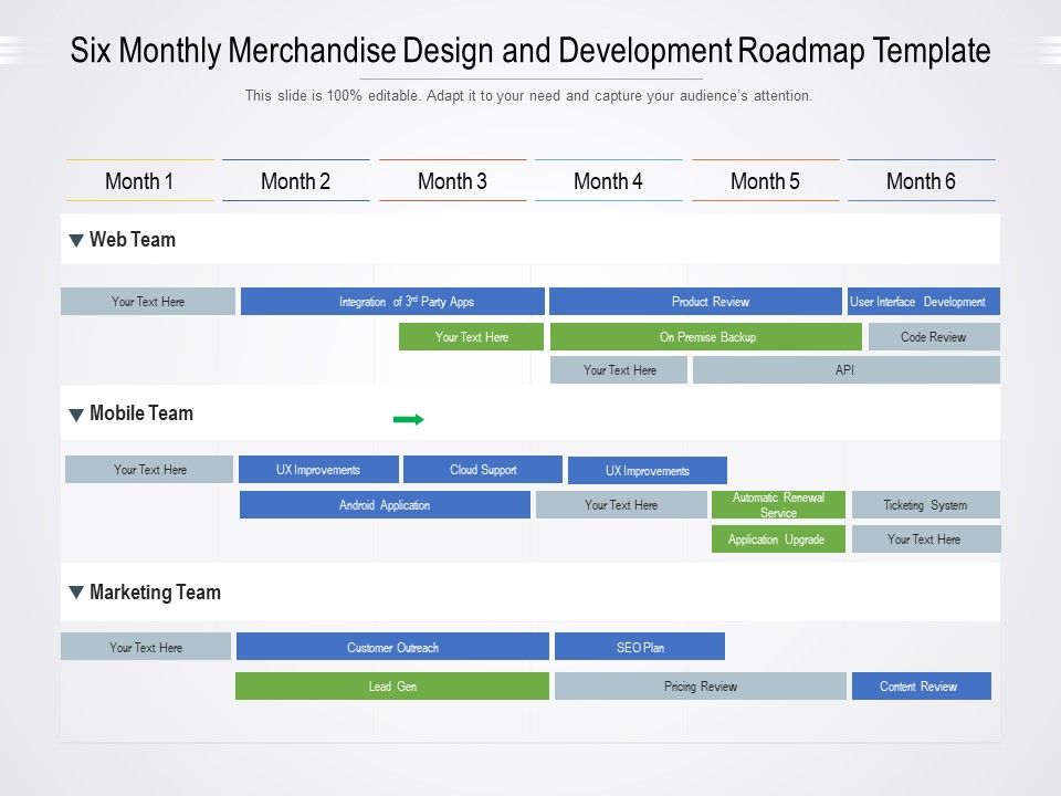 Six Monthly Merchandise Design And Development Roadmap Template Summary Six Monthly Merchandise Design And Development Roadmap Template Summary