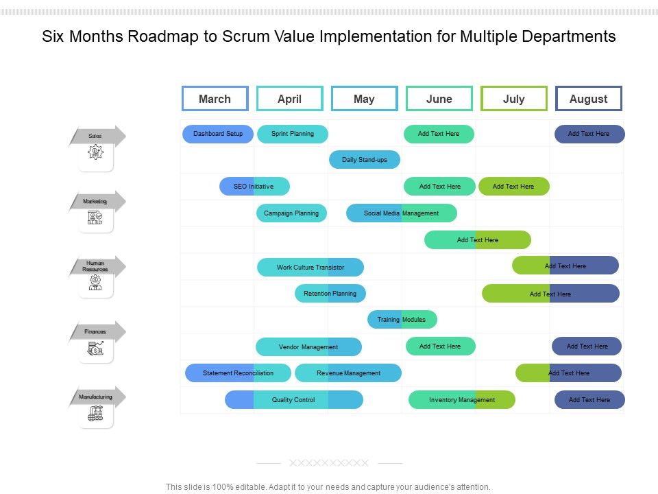 Six Months Roadmap To Scrum Value Implementation For Multiple ... Six Months Roadmap To Scrum Value Implementation For Multiple ...