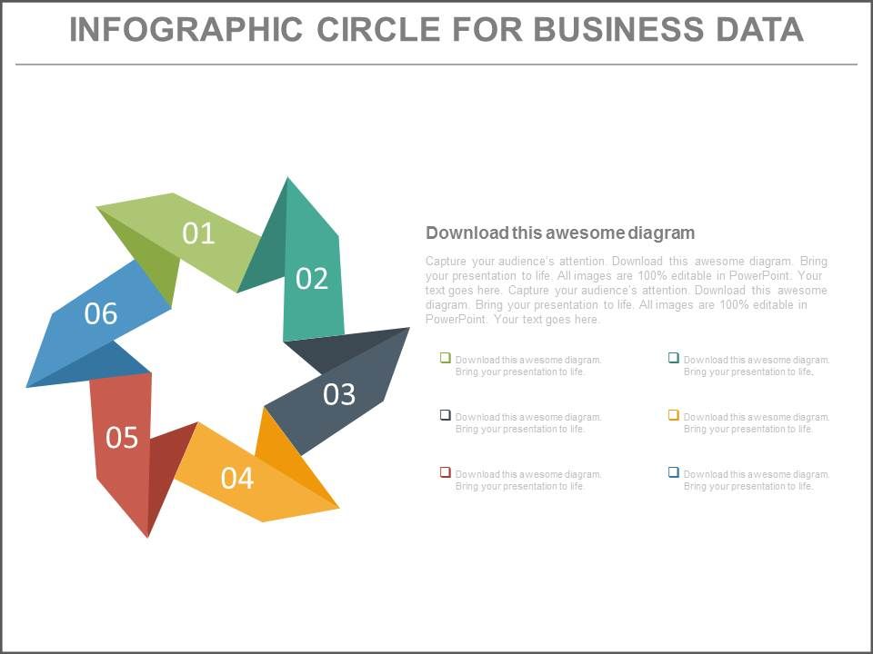 Six Steps Circular Chart For Workflow Powerpoint Slides