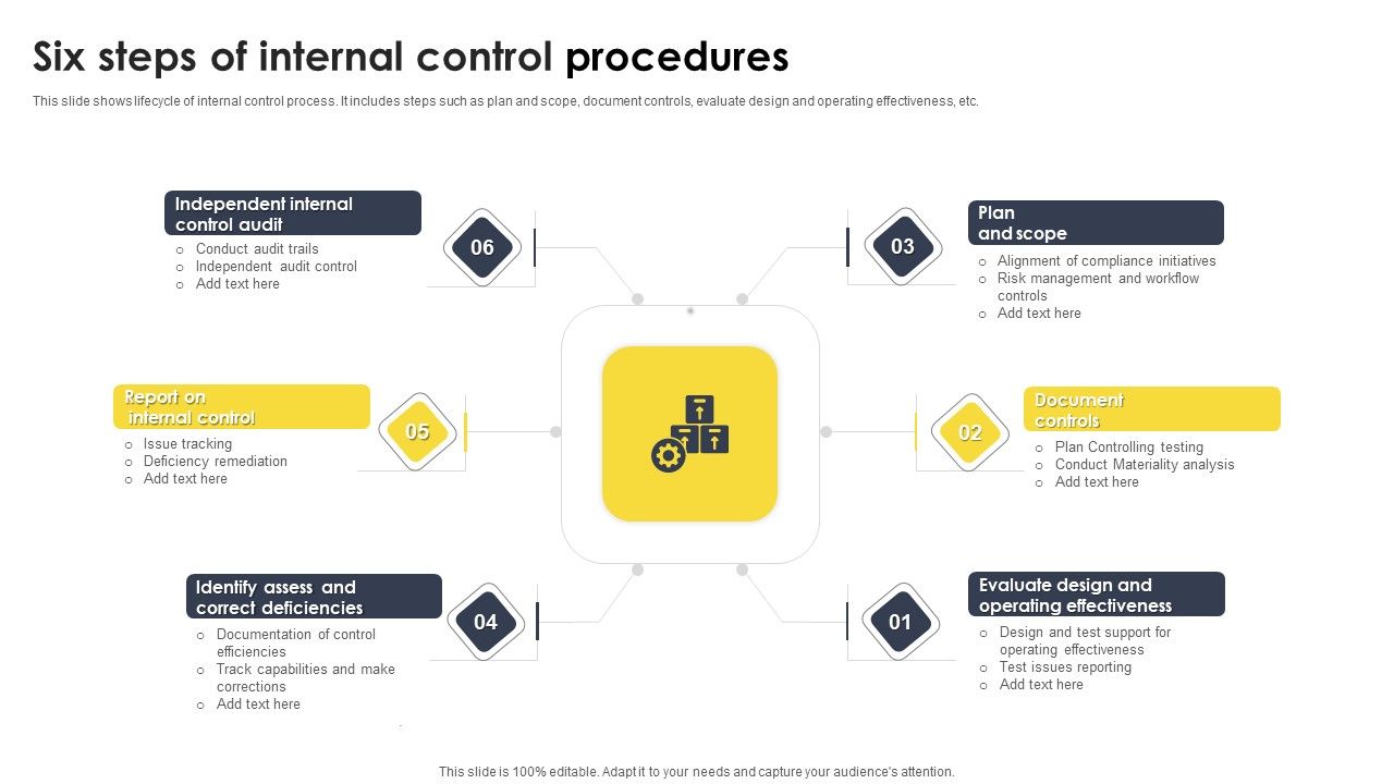 Six Steps Of Internal Control Procedures Slides PDF