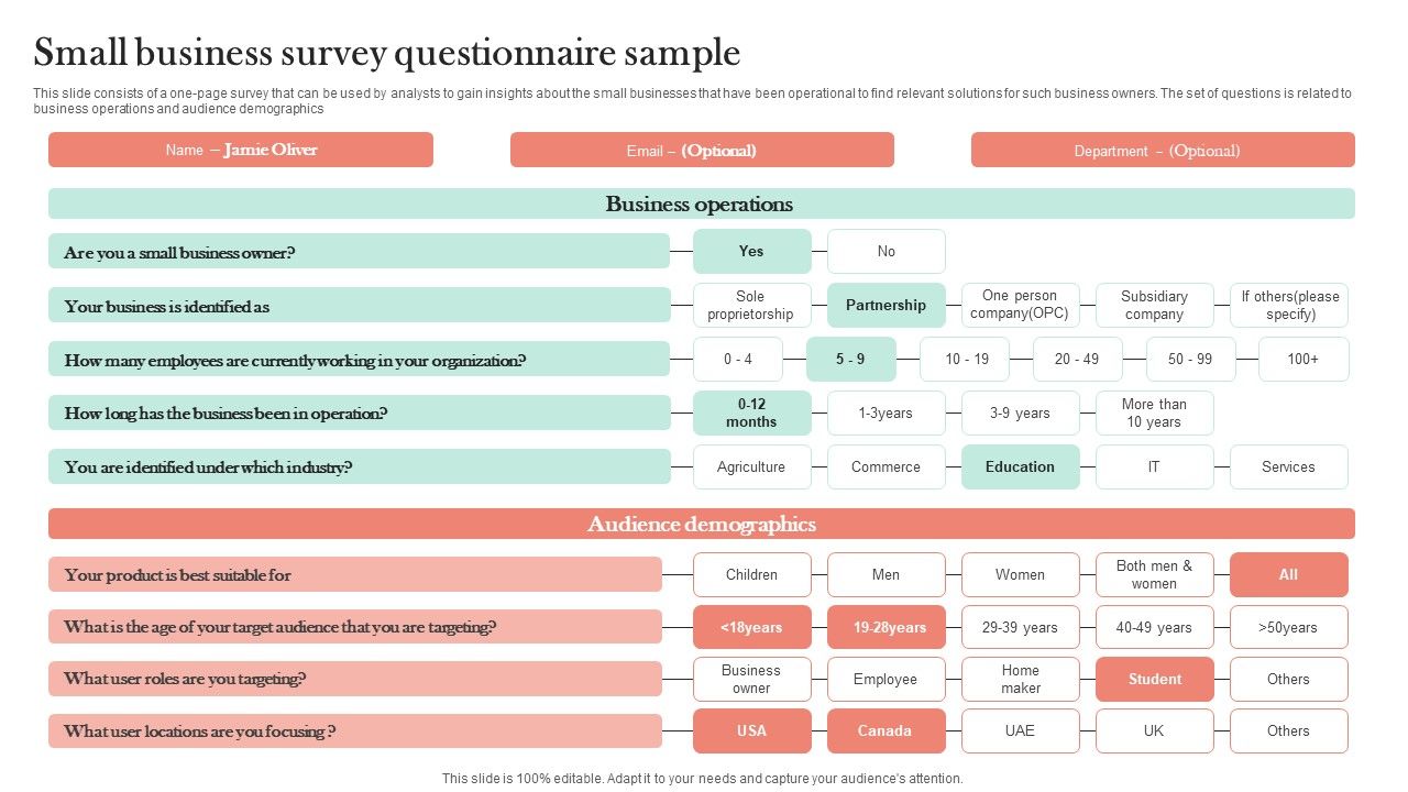 Small Business Survey Questionnaire Sample Survey SS Small Business Survey Questionnaire Sample Survey SS