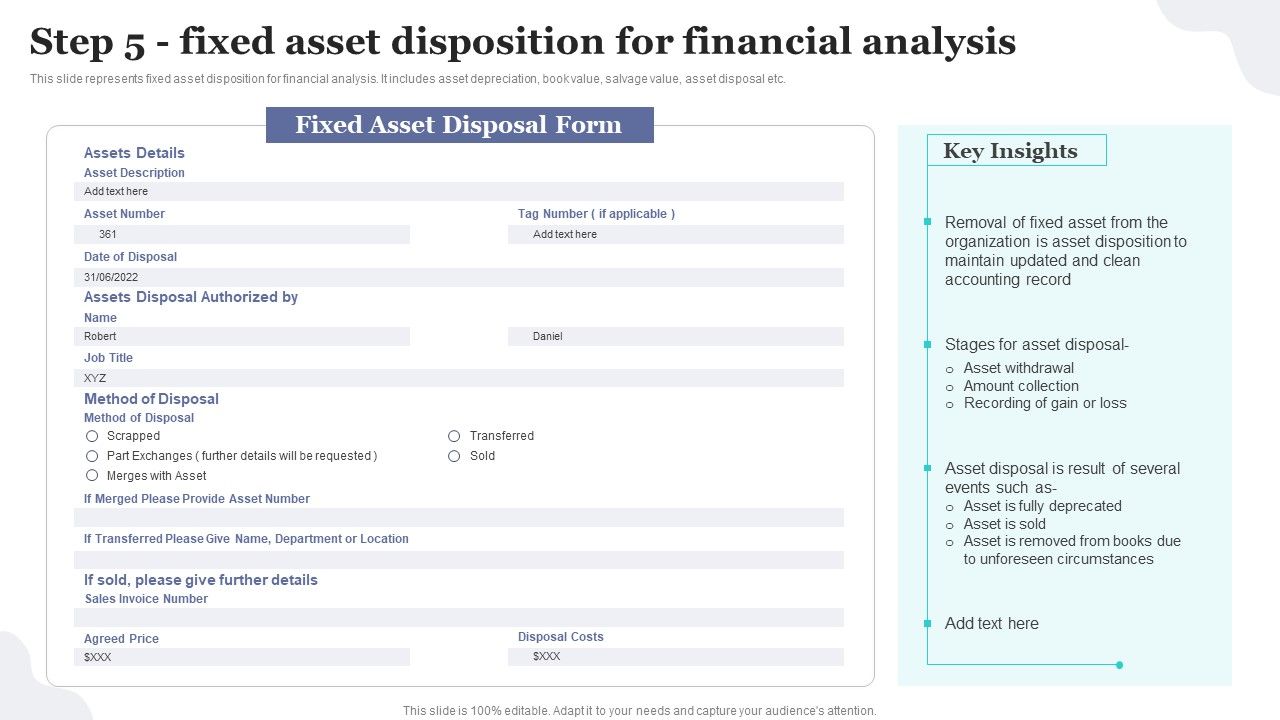 Step 5 Fixed Asset Disposition For Financial Analysis Implementing Fixed Asset Tracking Solution