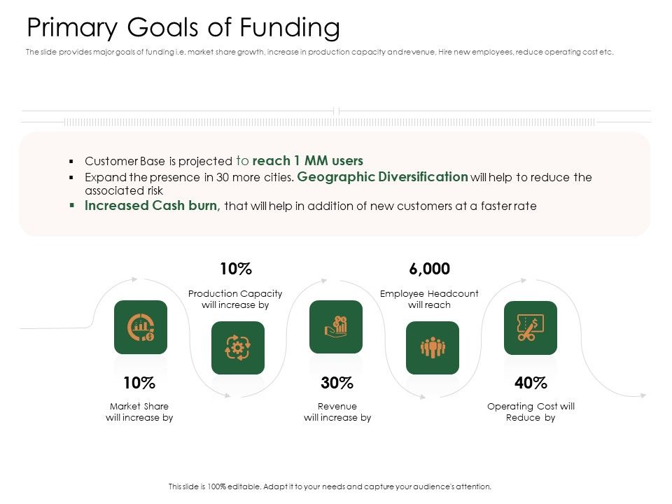 Substitute Financing Pitch Deck Primary Goals Of Funding Structure PDF