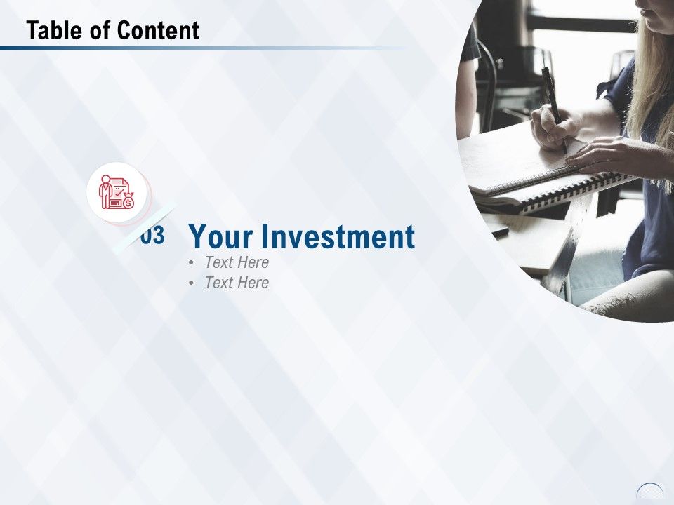 Table Of Content Investment Ppt PowerPoint Presentation Portfolio Grid