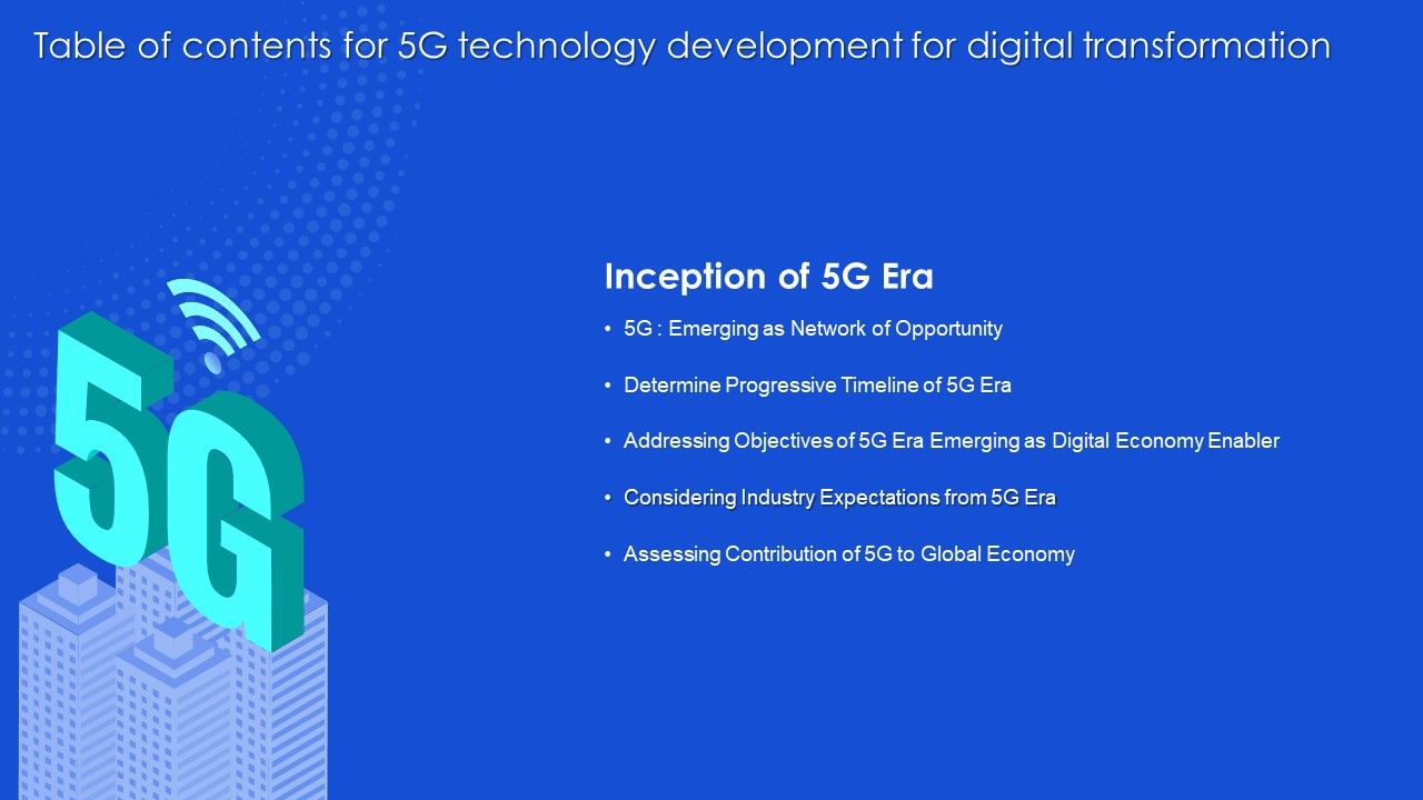 Table Of Contents For 5g Technology Development For Digital Transformation Determine Mockup Pdf