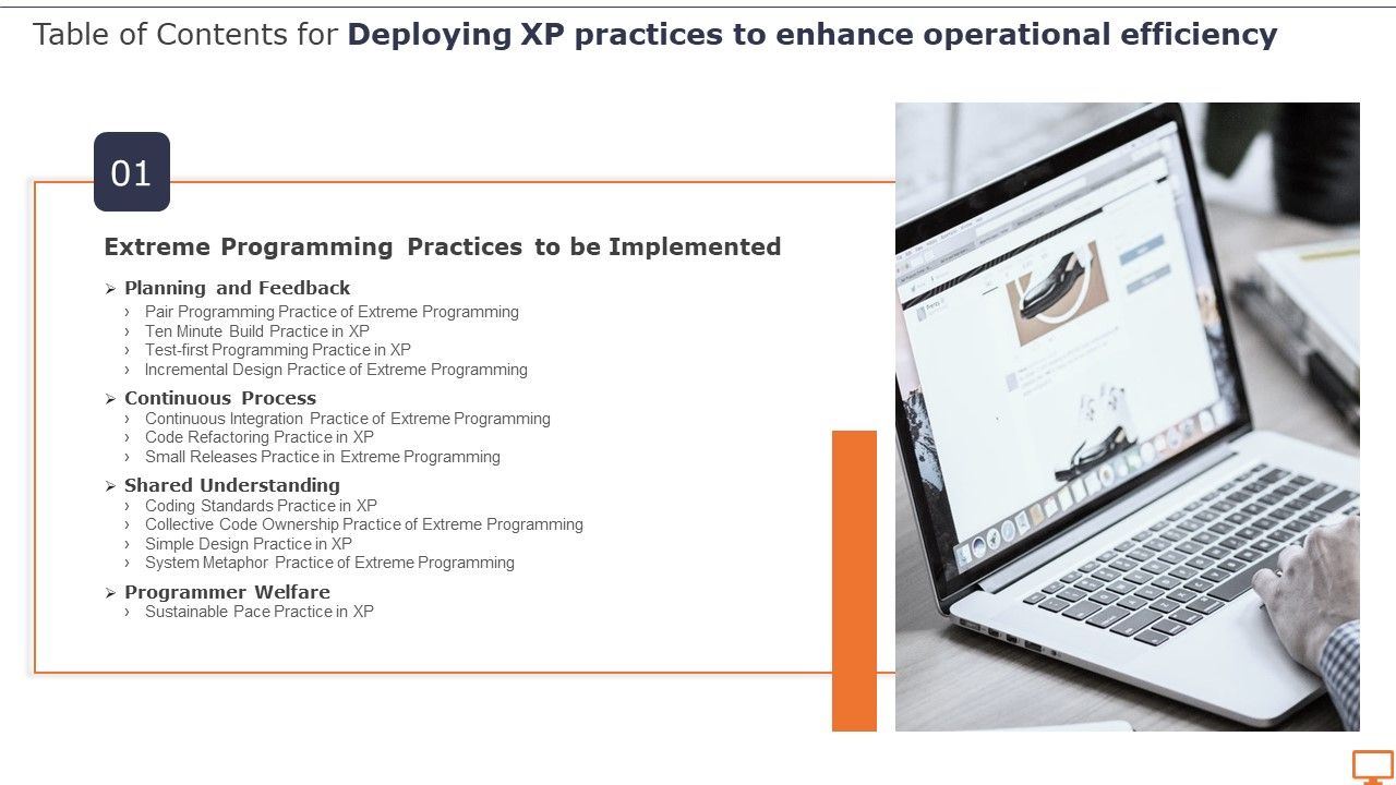Table Of Contents For Deploying XP Practices To Enhance Operational Efficiency Slide Diagrams PDF