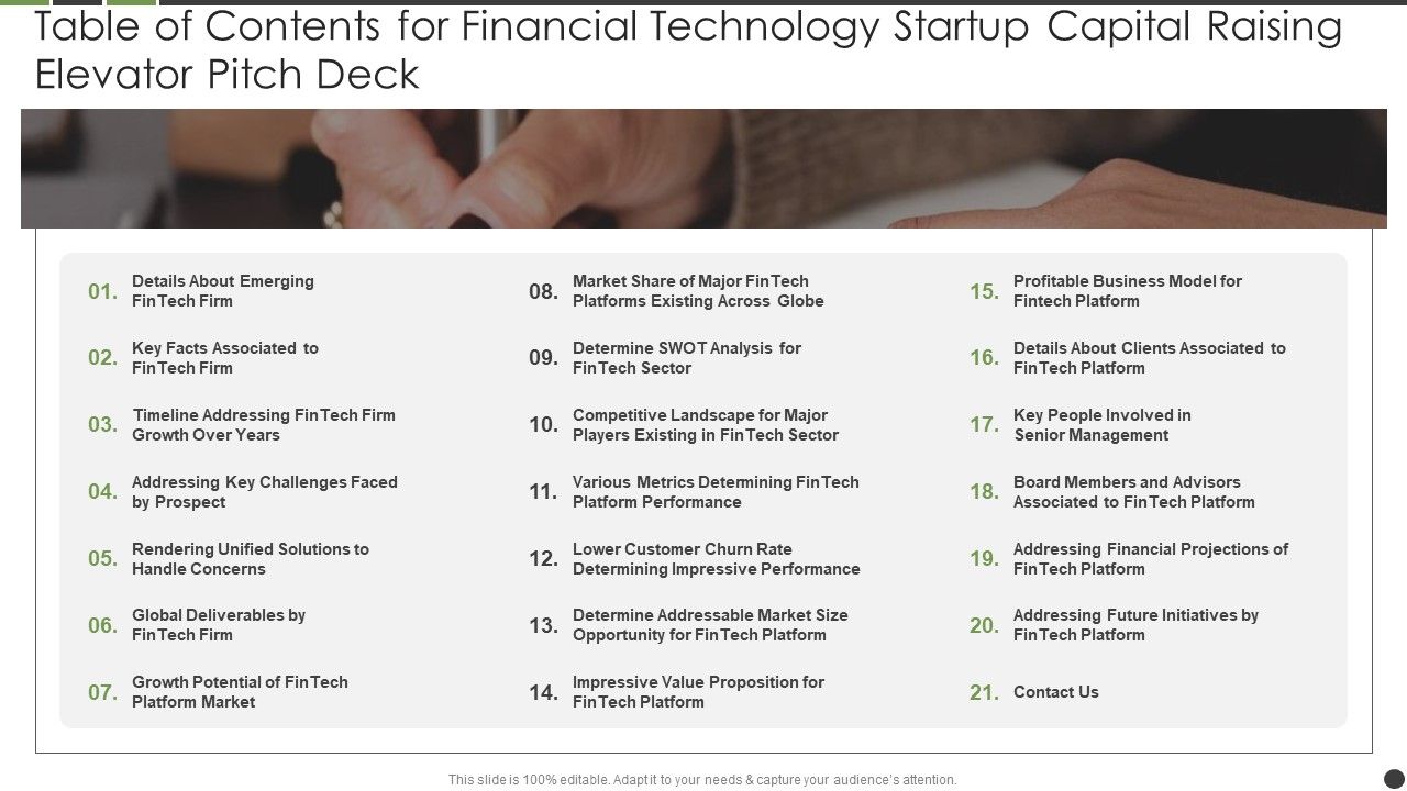 Table Of Contents For Financial Technology Startup Capital Raising ... Table Of Contents For Financial Technology Startup Capital Raising ...