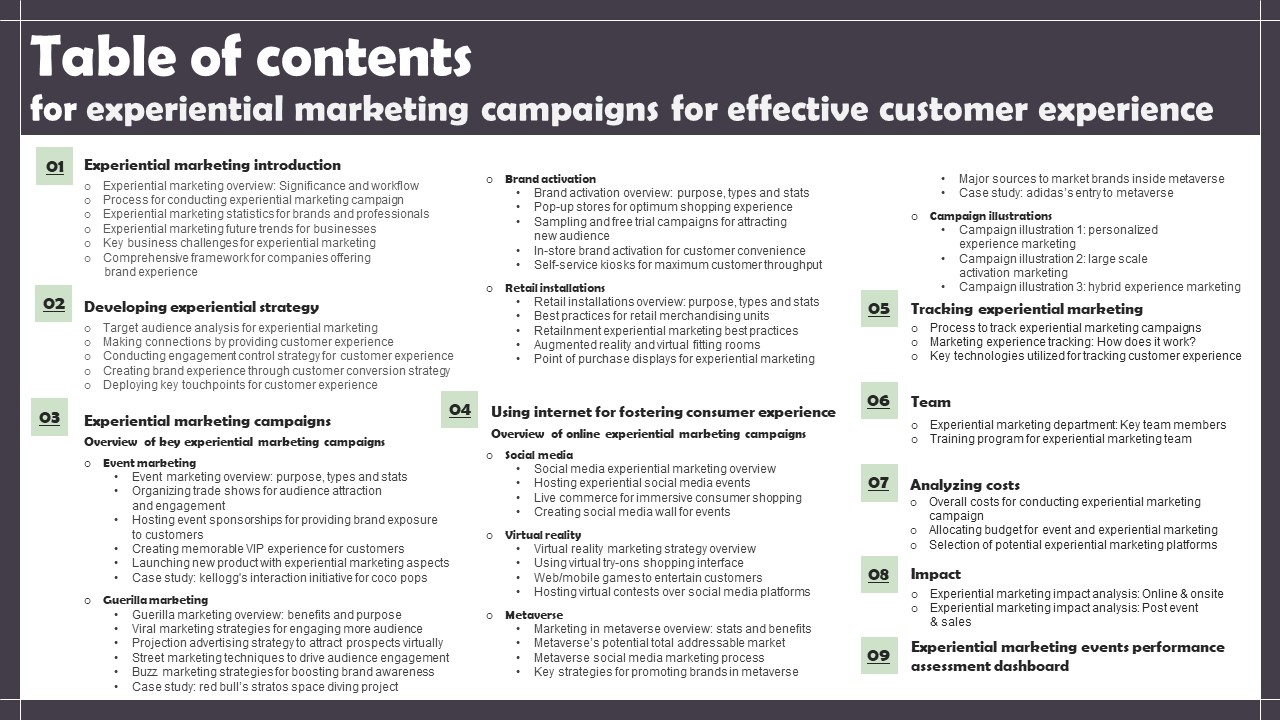 Table Of Contents For For Effective Customer Experience Experiential ...