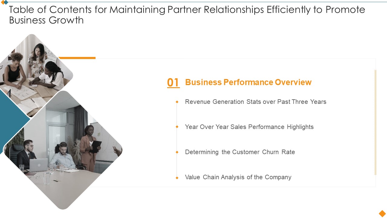 Table Of Contents For Maintaining Partner Relationships Efficiently To Prom