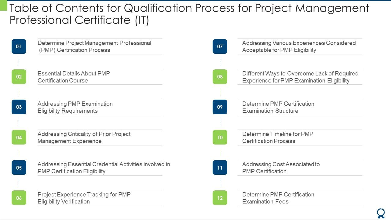 Table Of Contents For Qualification Process For Project Management ...