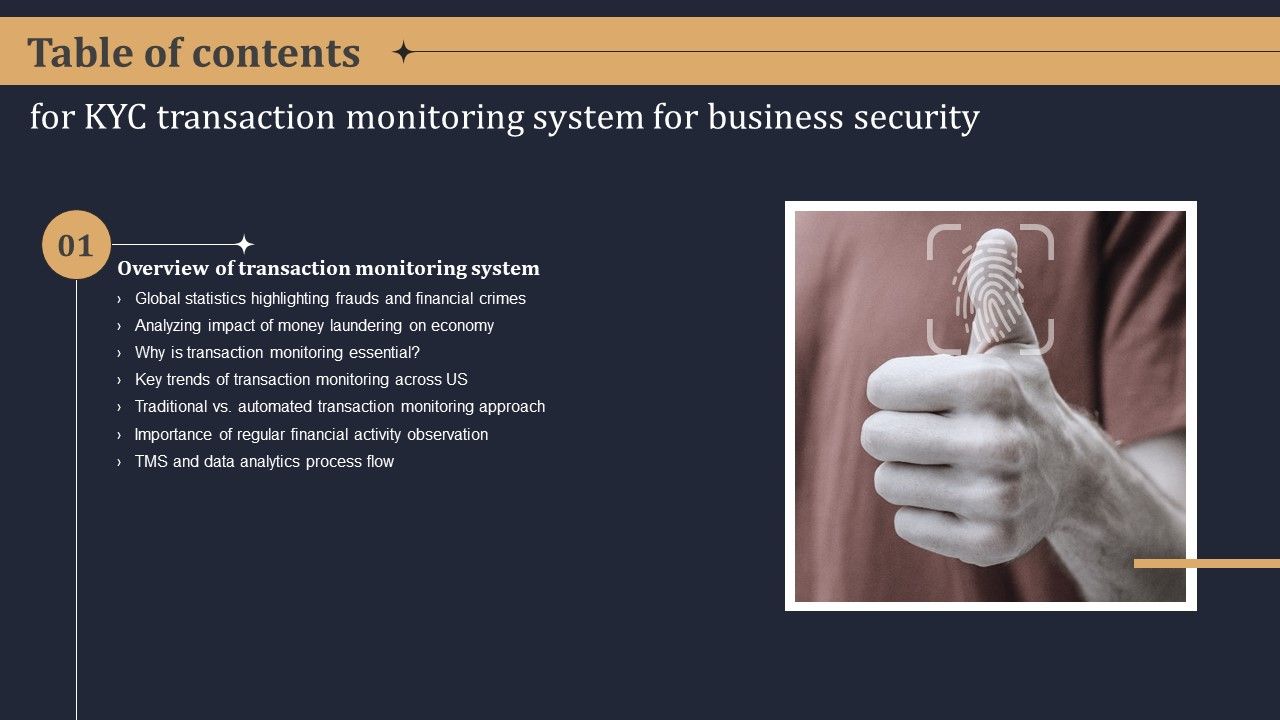 Table Of Contents Kyc Transaction Monitoring System For Business