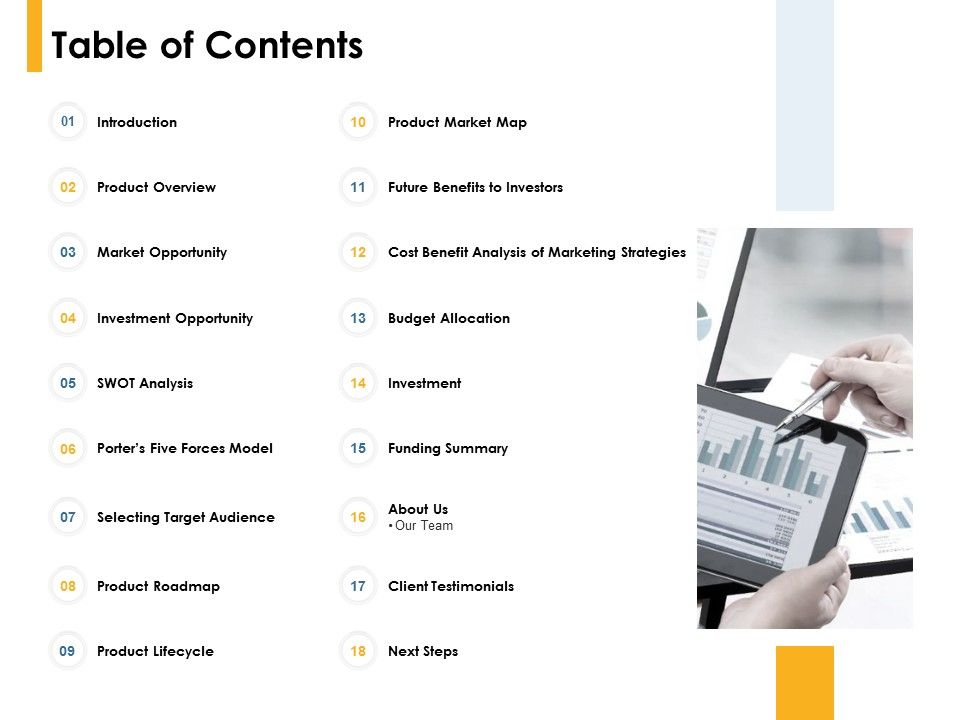 Table Of Contents Market Opportunity Ppt Powerpoint Presentation Slides