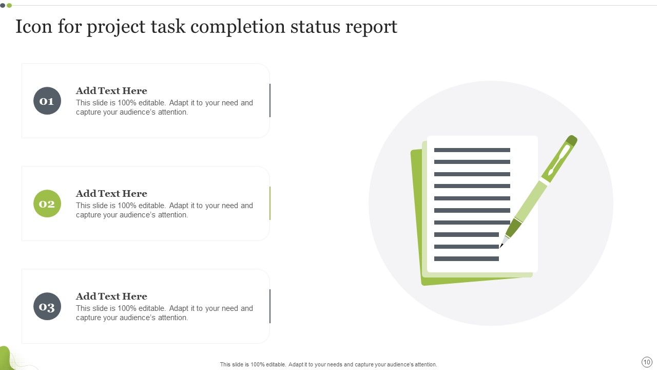 Task Completion Status Report Ppt Powerpoint Presentation Complete With