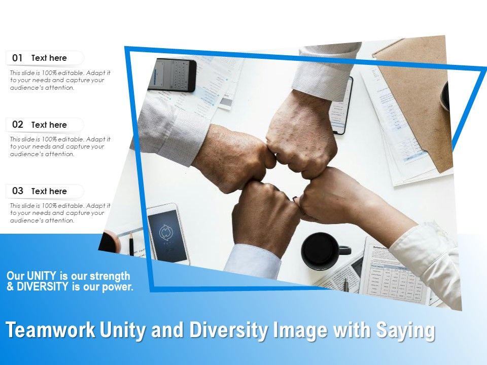 Teamwork Unity And Diversity Image With Saying Ppt PowerPoint Presentation
