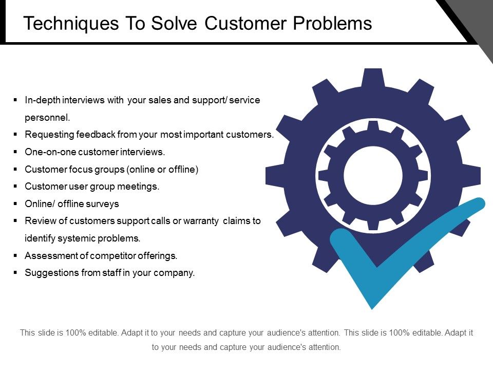 Techniques To Solve Customer Problems Ppt PowerPoint Presentation Pictures Infographics