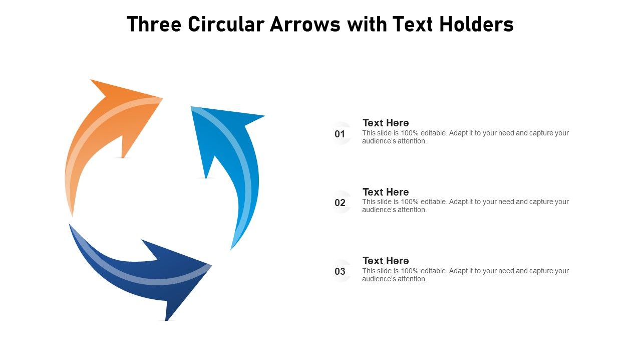 Three Circular Arrows With Text Holders Ppt PowerPoint Presentation ...