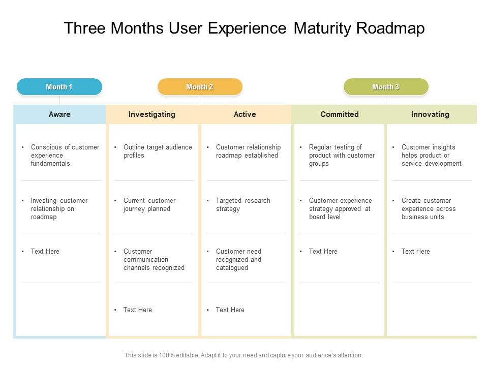 Three Months User Experience Maturity Roadmap Mockup Three Months User Experience Maturity Roadmap Mockup
