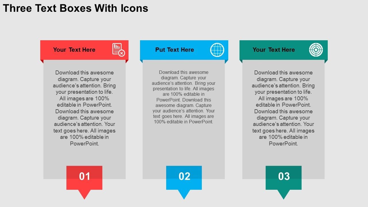 Three Text Boxes With Icons PowerPoint Templates Three Text Boxes With Icons PowerPoint Templates