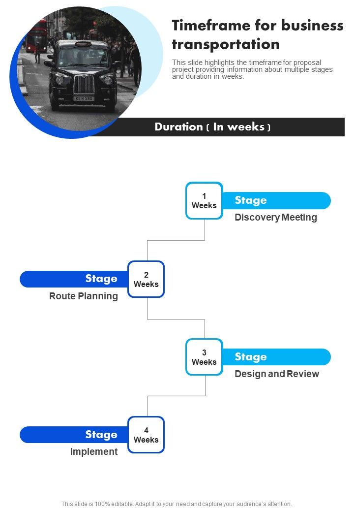 Timeframe For Business Transportation One Pager Sample Example Document