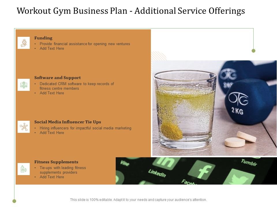 Workout Gym Business Plan Additional Service Offerings Ppt Slides ...