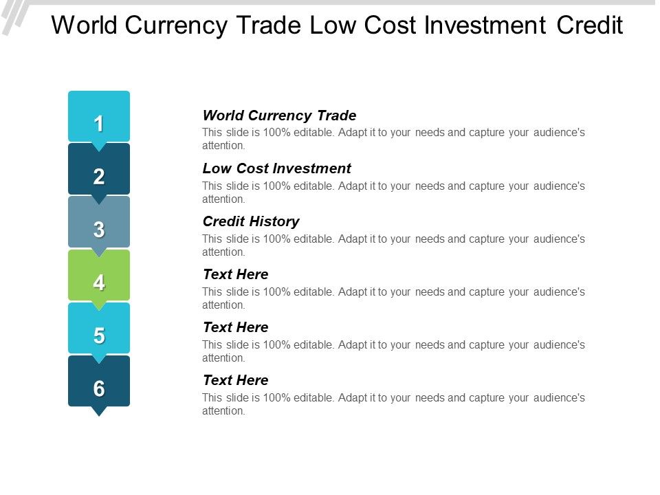 World Currency Trade Low Cost Investment Credit History Ppt PowerPoint Pres