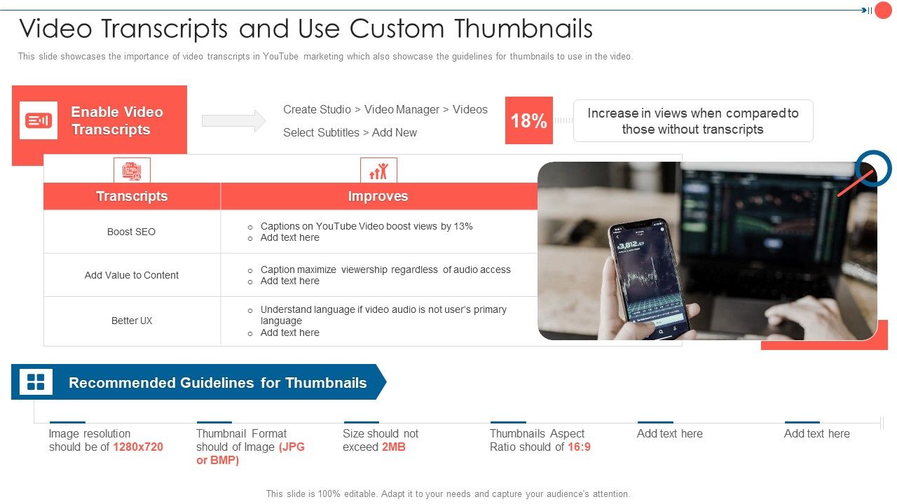 Youtube Advertising Techniques Video Transcripts And Use Custom Thumbnails Rules PDF