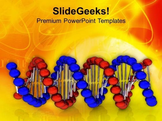 Blue And Red Dna Structure For Genetical Study PowerPoint Templates Ppt Bac