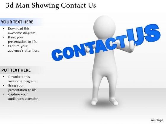 Business And Strategy 3d Man Showing Contact Character