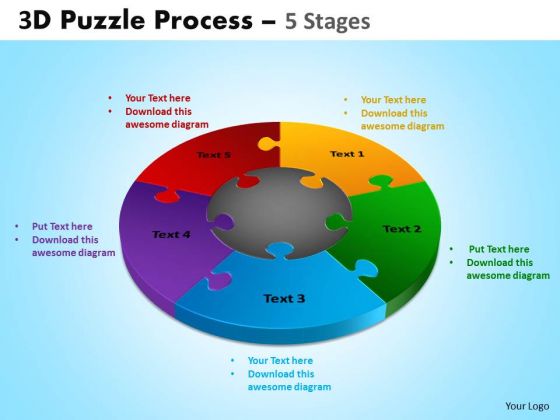 Business Cycle Diagram 3d Puzzle Process Templates Diagram 5 Stages ...