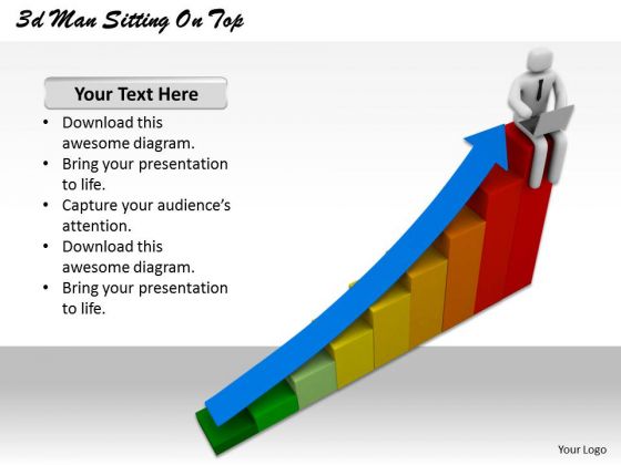 Business Development Strategy 3d Man Sitting On Top Concept