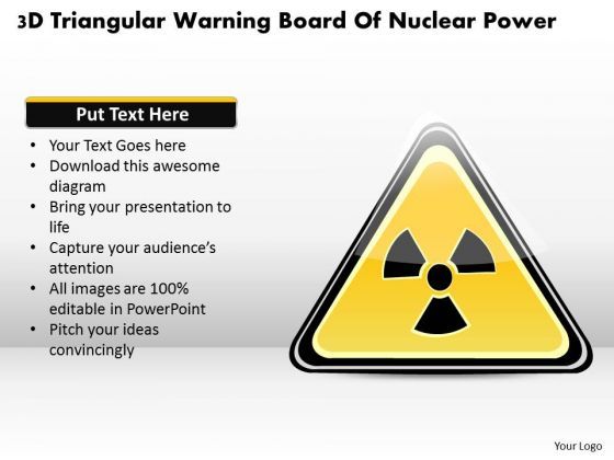 Business Diagram 3d Triangular Warning Board Of Nuclear Power ...
