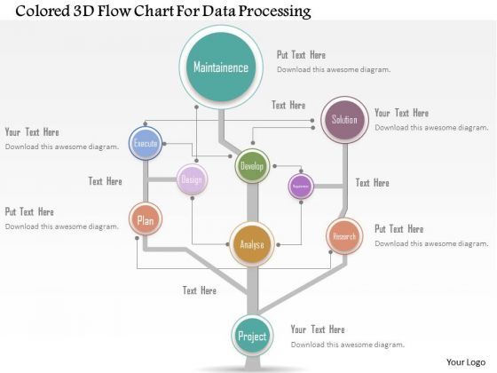 Business Diagram Colored 3d Flow Chart For Data Processing Presentation Template
