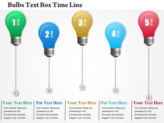 Business Diagram Colorful Bulbs In Series For Timeline Generation